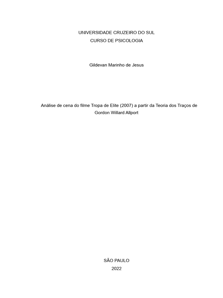 Analise de Cena Do Filme Tropa de Elite 2007 A Partir Da Teoria Dos ...