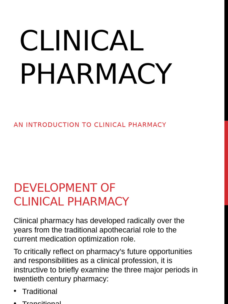 1-Clinical Pharmacy | PDF | Pharmacy | Pharmacist