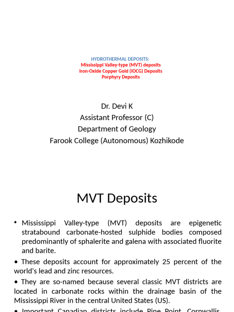 UNIT 1 MVT Deposit | PDF | Ore | Minerals