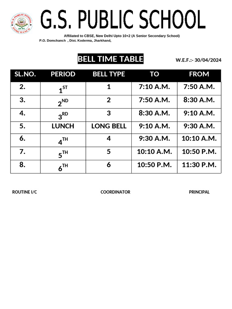 TIME TABLE NEW | PDF