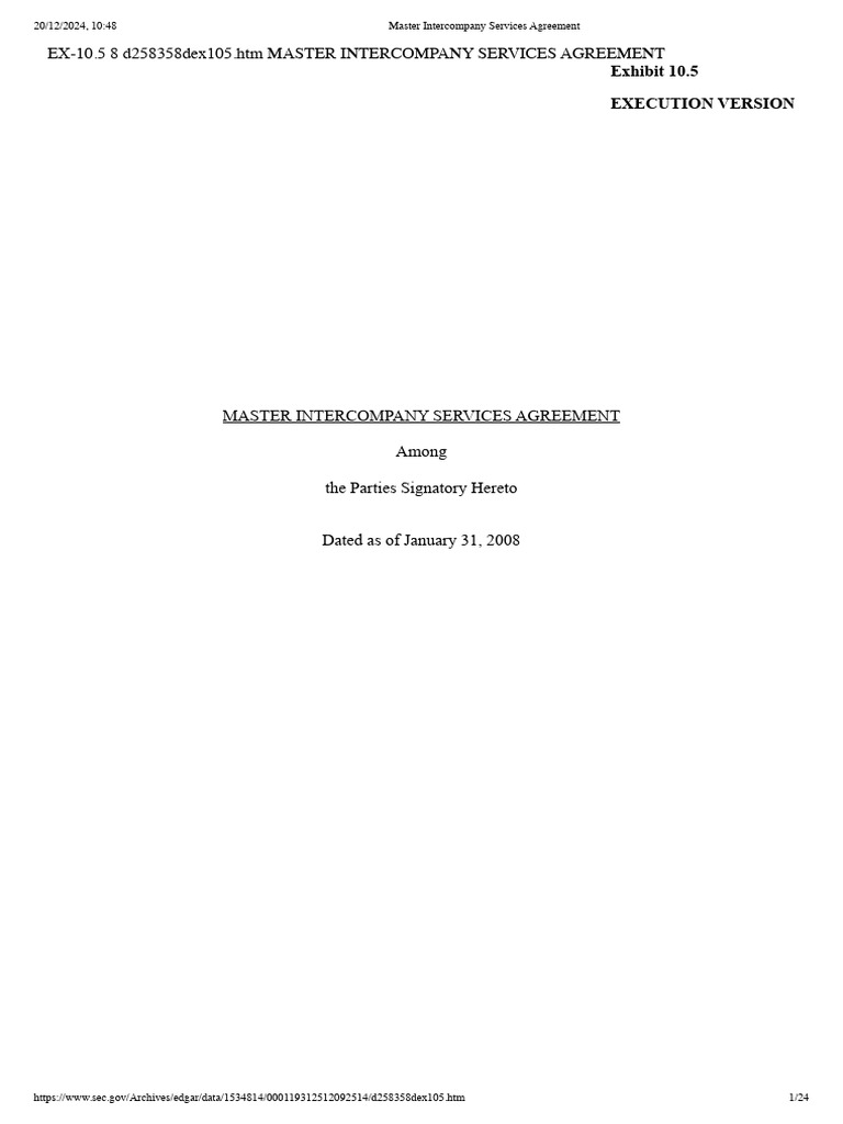 Sample 2_Master Intercompany Services Agreement | PDF | Indemnity ...