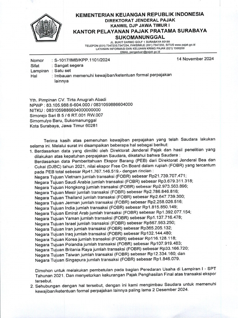 Imb 1017 Cv. Tirta Anugrah Abadi | PDF