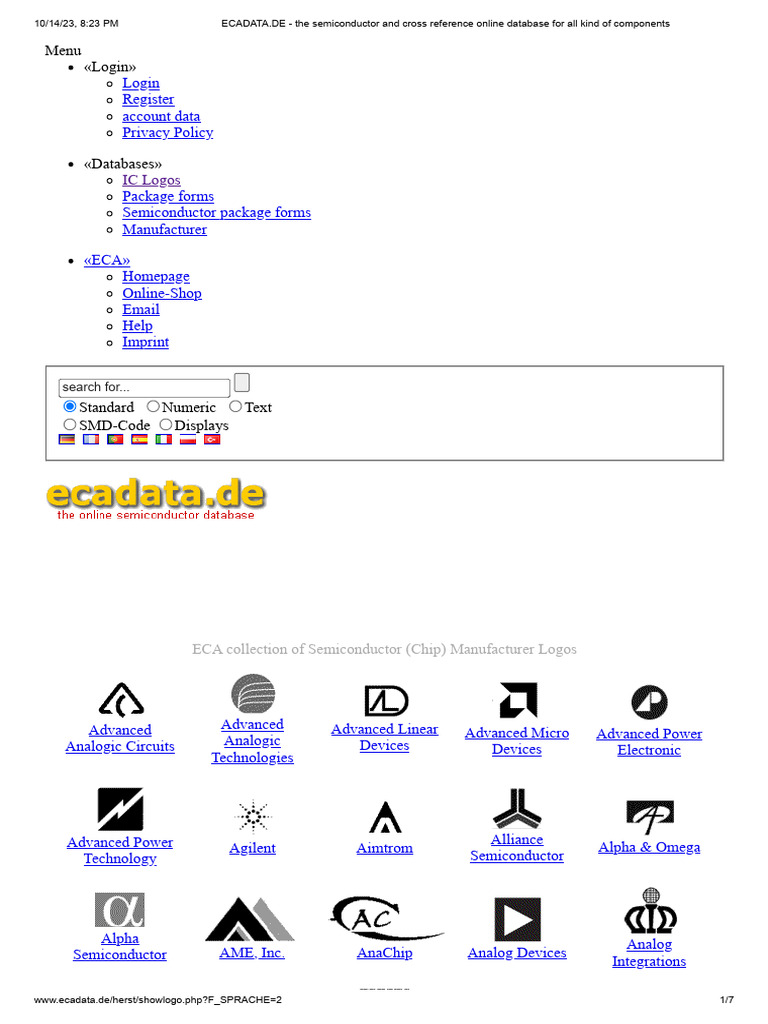 ECADATA - DE - The Semiconductor and Cross Reference Online Database ...