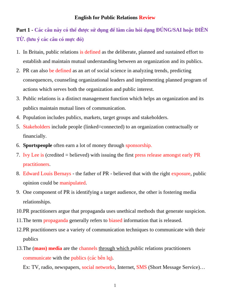 English For Public Relations Review | PDF | Public Relations | Corporate Social Responsibility