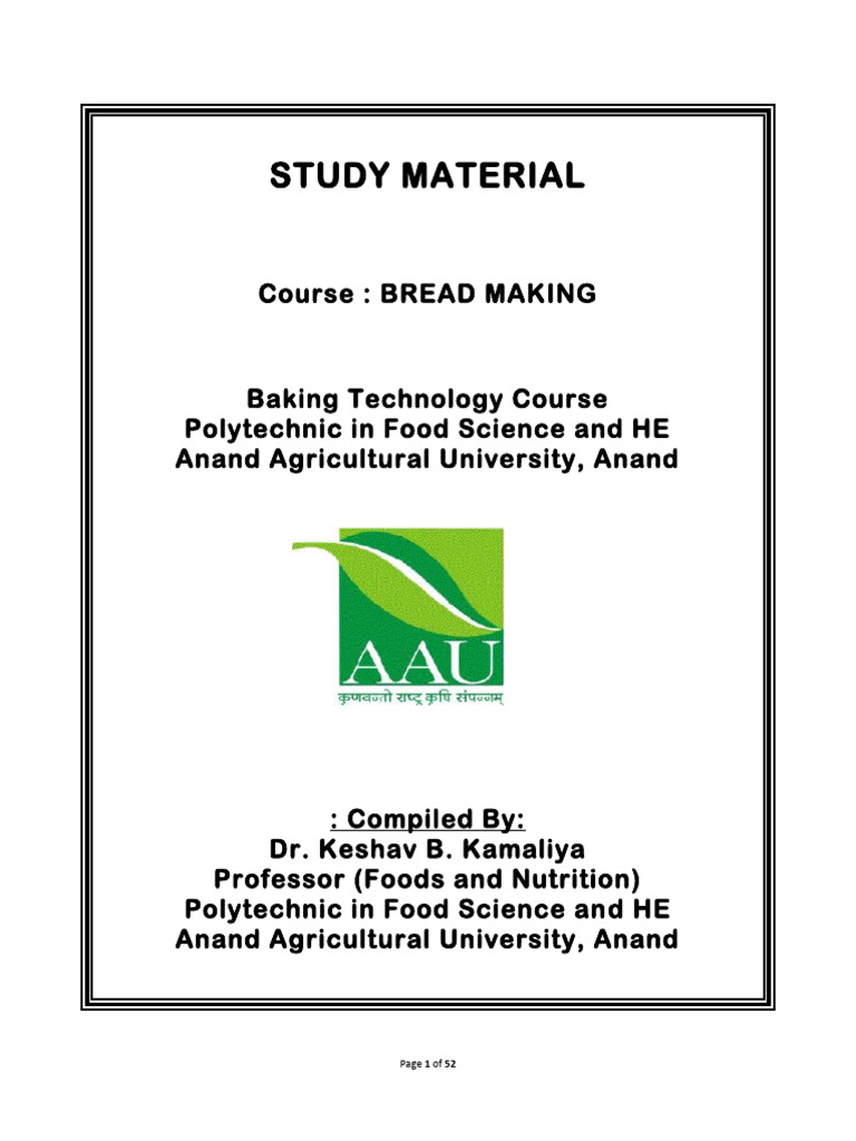 Study Material - Bread Making | PDF | Breads | Flour
