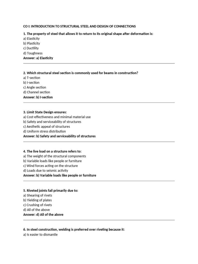 DSS OBJECTIVE TYPE QUESTIONS | PDF | Buckling | Beam (Structure)
