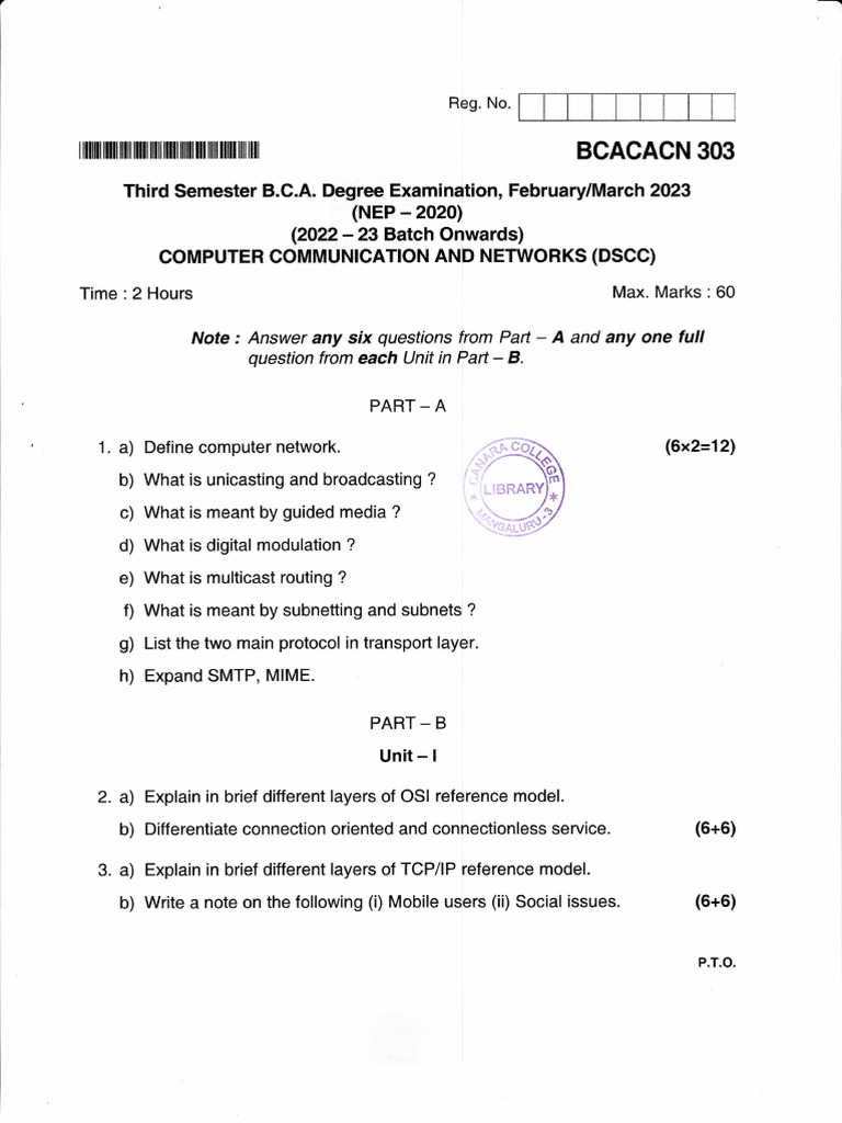 NEP BCA III Sem Computer Communication | PDF | Computer Network ...