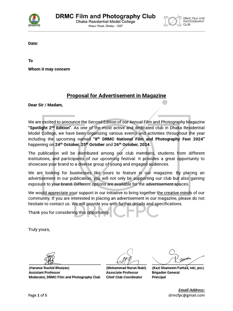 DRMCFPC Advertisement Proposal 2024 | PDF | Magazines | Target Audience