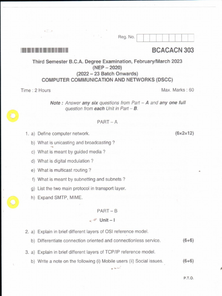BCA III Semester Computer Communication and Network NEP Jan 2024 | PDF