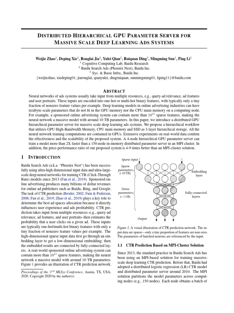 Distributed Hierarchical Gpu Parameter Server For Massive Scale Deep Learning Ads Systems | PDF ...