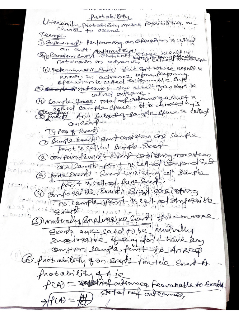 Probability Revised Note | PDF