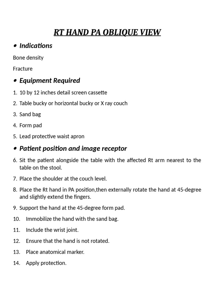 7-RT Hand Pa Oblique View | PDF