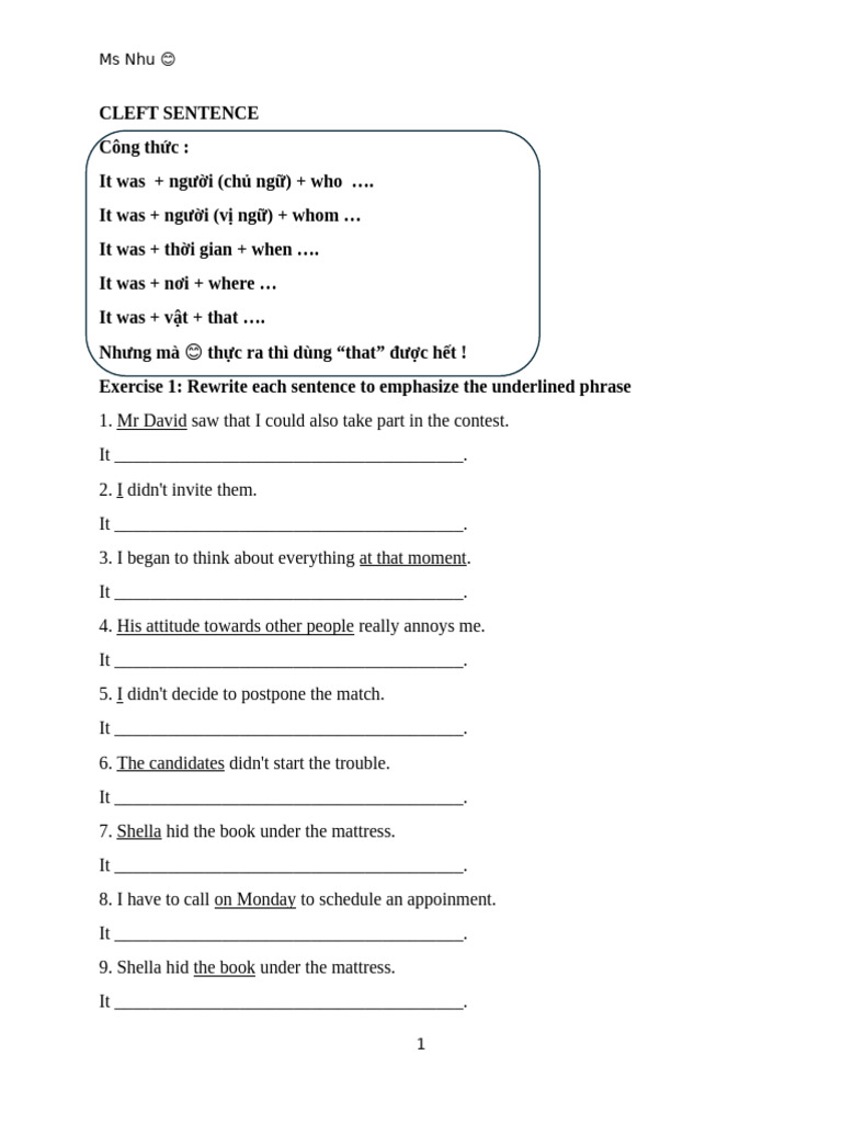 CLEFT SENTENCE | PDF