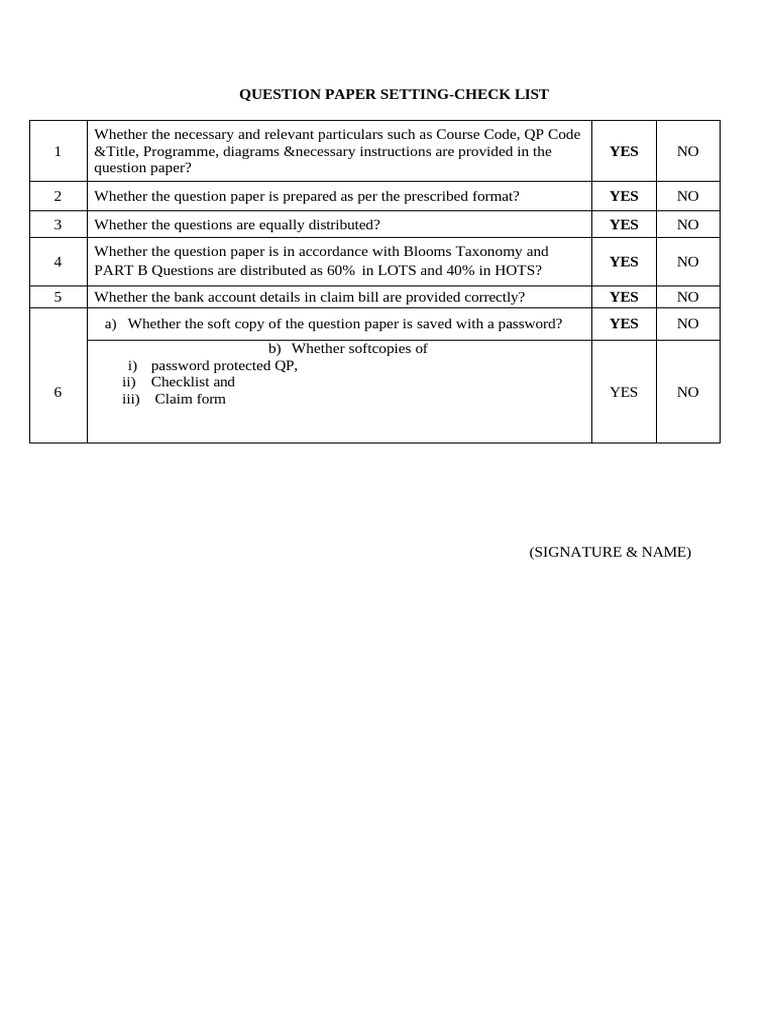 QP - Check List | PDF