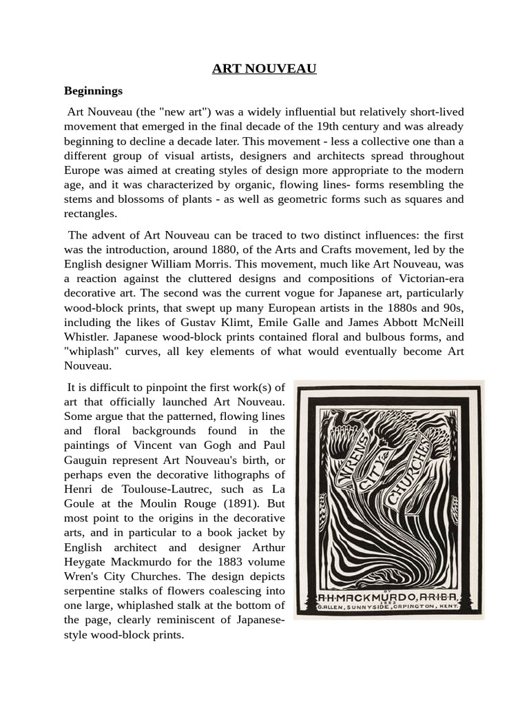 Art Nouveau Notes | PDF | Art Nouveau | Modern Art