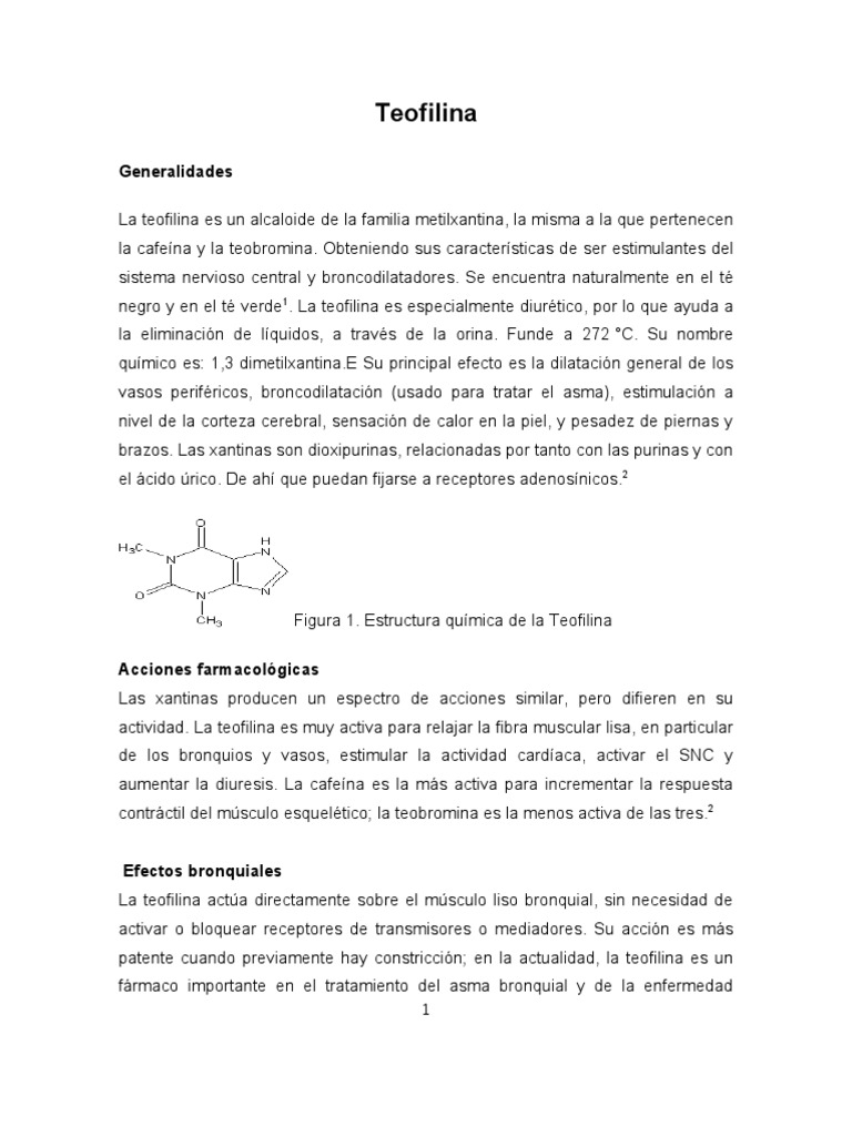 Teofilina: Usos y Efectos Farmacológicos | PDF | Asma | Cafeína