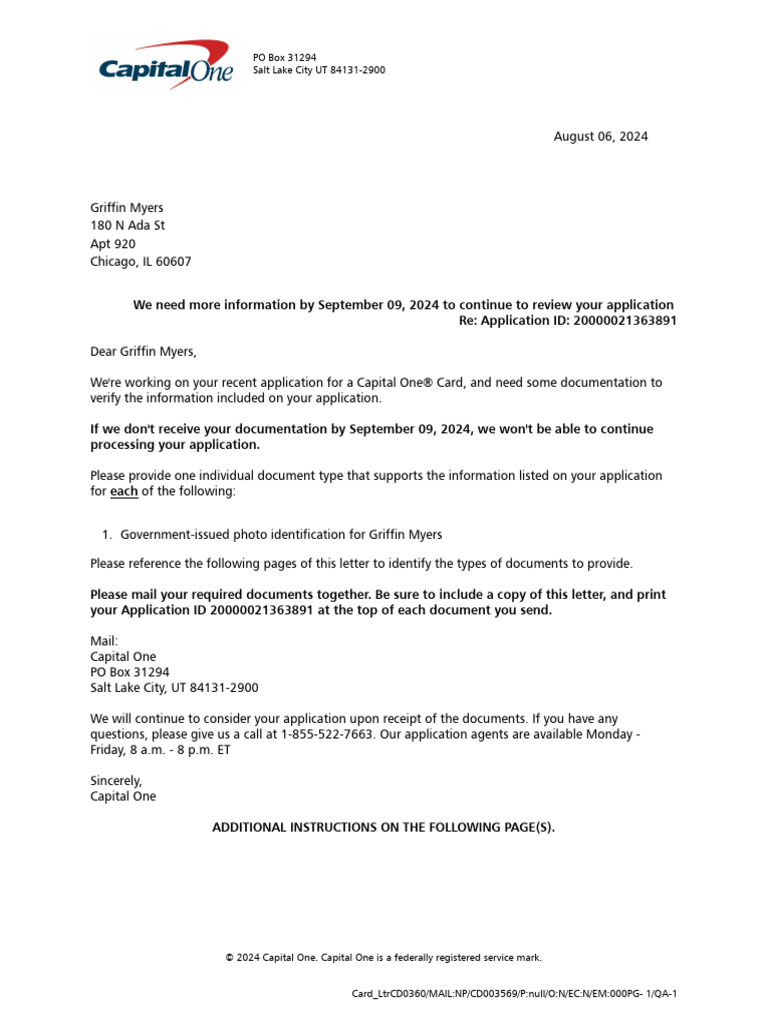 Additional Information Letter | PDF | Identity Document | Government ...