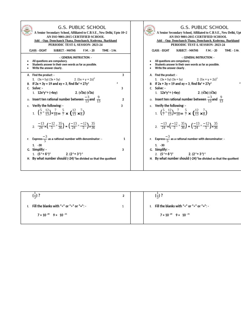 Class 8 Maths | PDF | Division (Mathematics) | Mathematical Notation