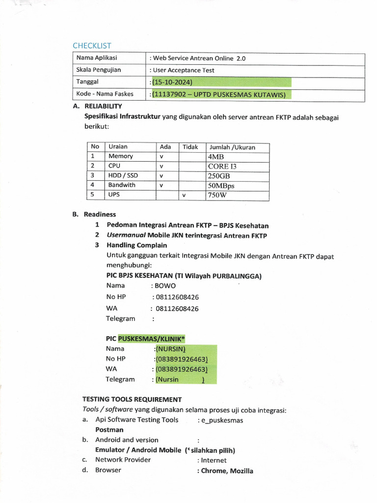 Dokumen UAT Bridging Antrol Versi 2.0 FKTP Final | PDF