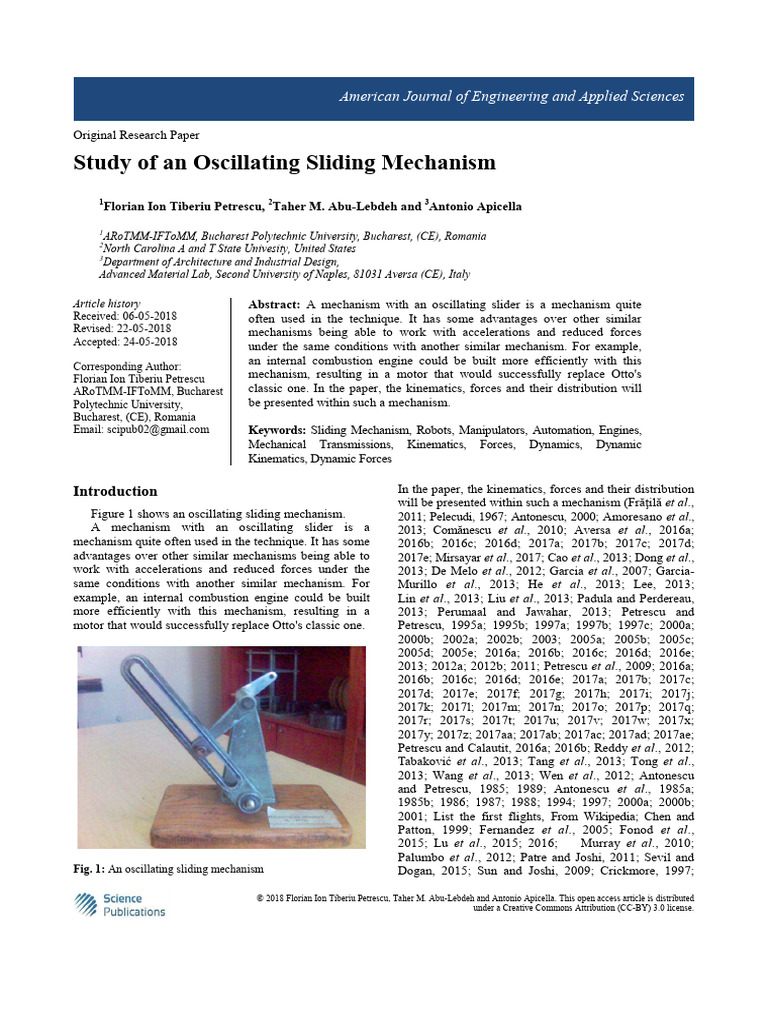 Study of Oscillating Sliding Mechanism | PDF | Engines | Mechanical ...