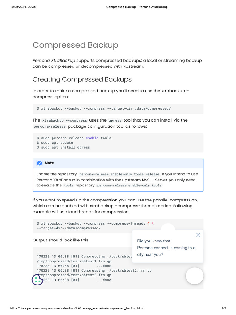 Compressed Backups with XtraBackup | PDF | Backup | Data Compression