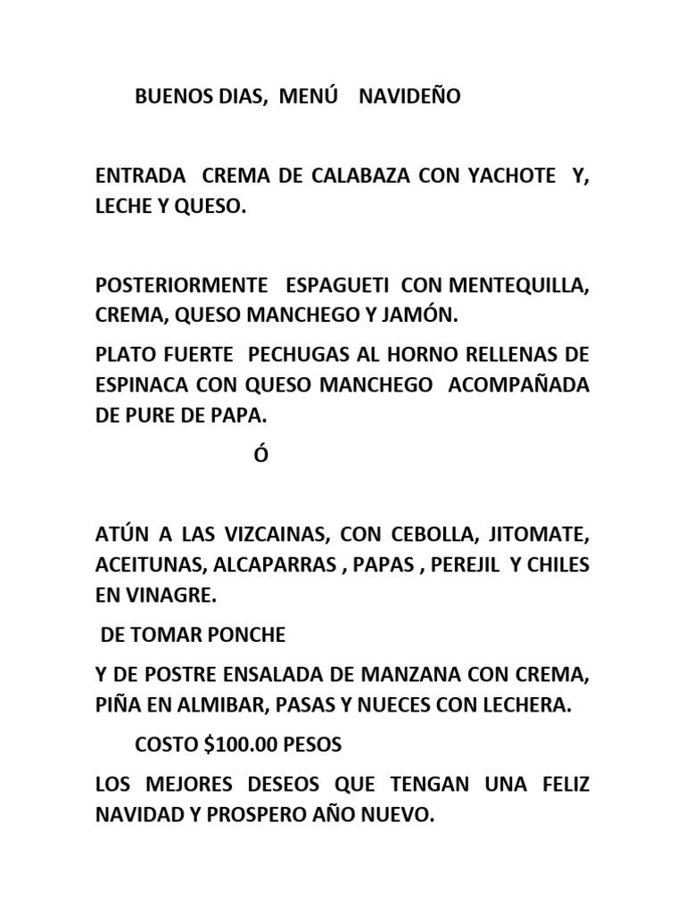 Menu Navideño | PDF