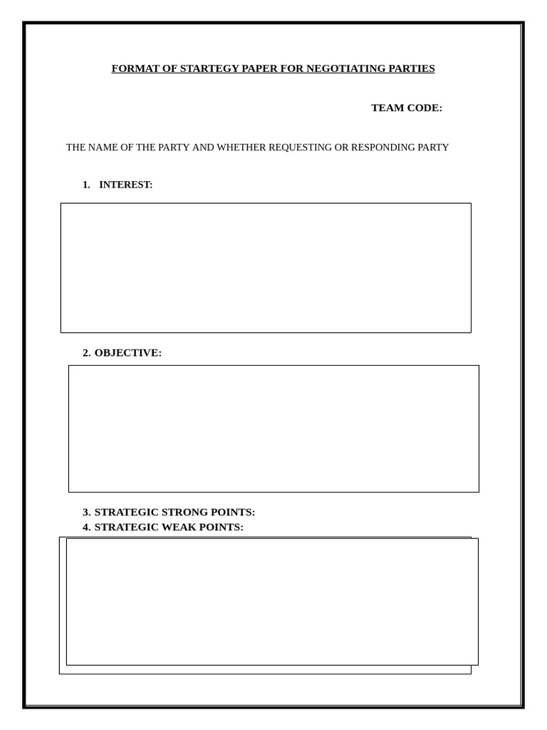 Format of Strategy Paper (1) | PDF