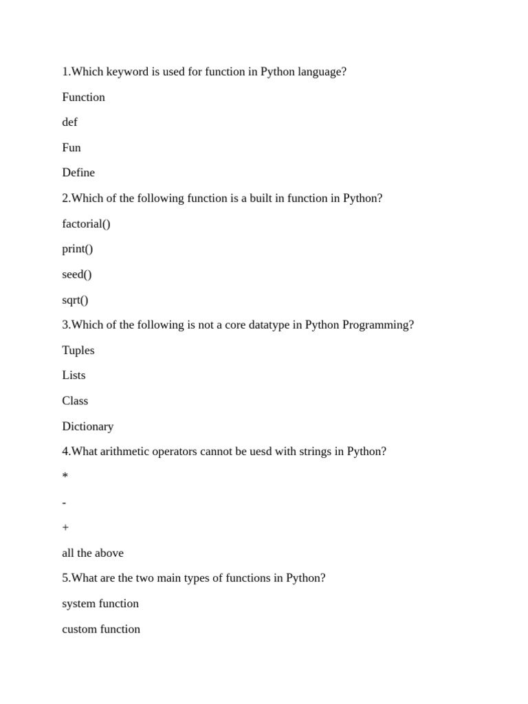 Python Programming Concepts Quiz | PDF