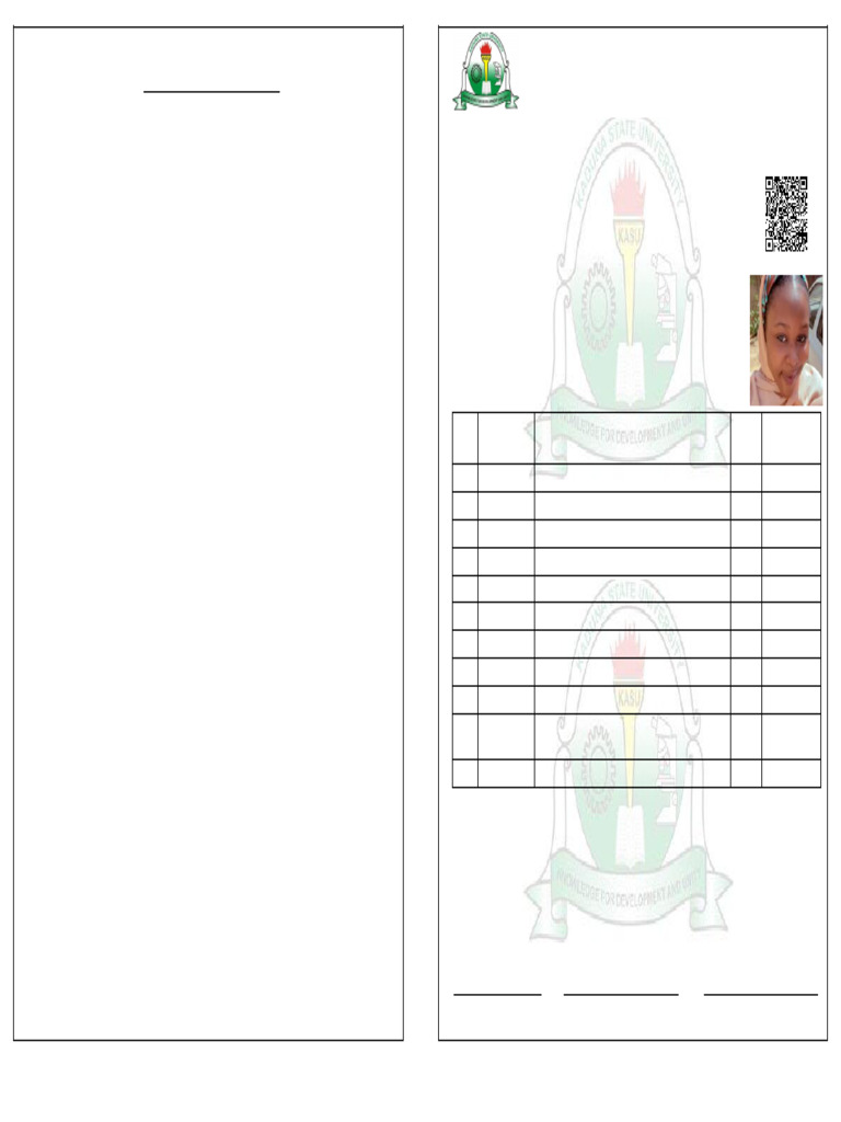Exam Card - FIRST SEMESTER, 2023 - 2024 | PDF