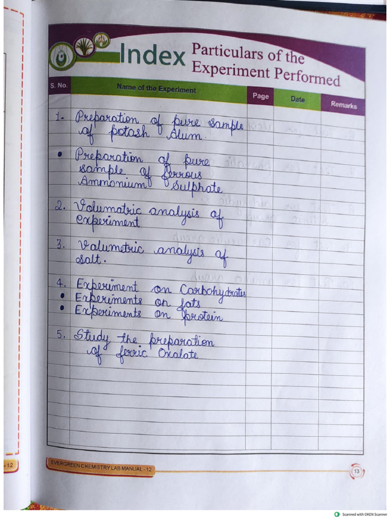 Chemistry Practical Class 12 | PDF