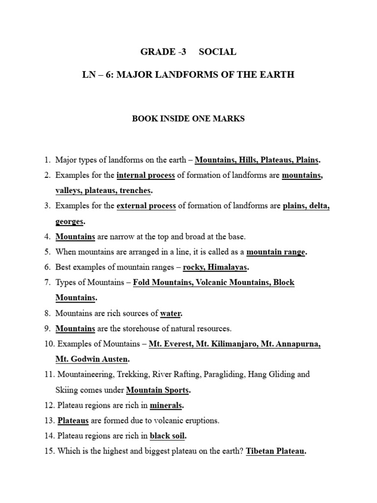 Grade 3 LN 6&7 | PDF | Plateau | Mountains