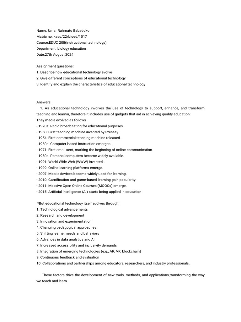 Evolution And Concepts Of Educational Technology Pdf Educational