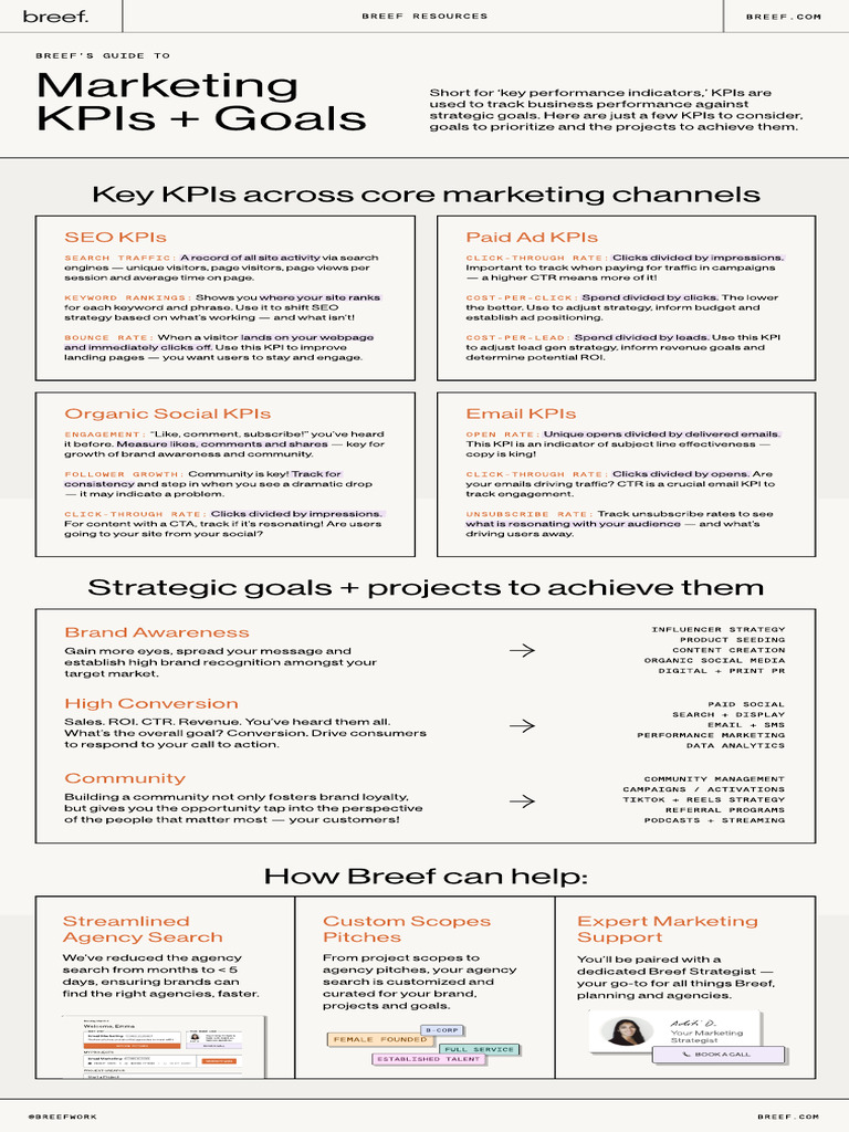 Breef - Marketing KPIs + Goals | PDF | Search Engine Optimization | Performance Indicator