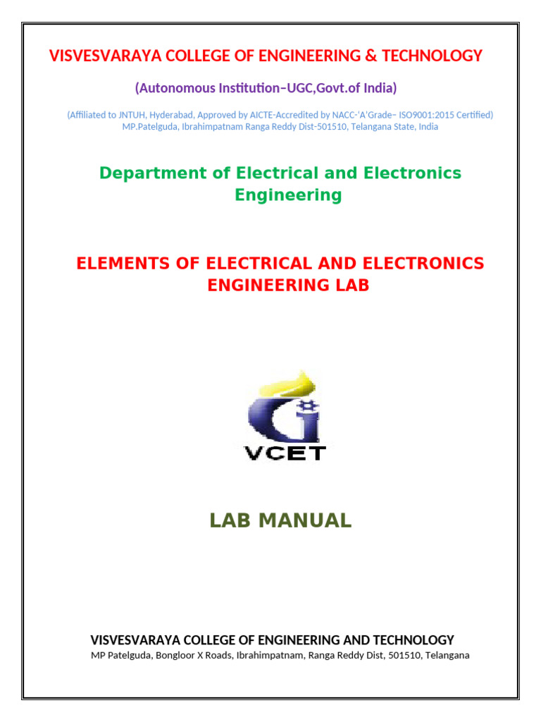 Electrical Engineering Lab Guide | PDF | Series And Parallel Circuits ...