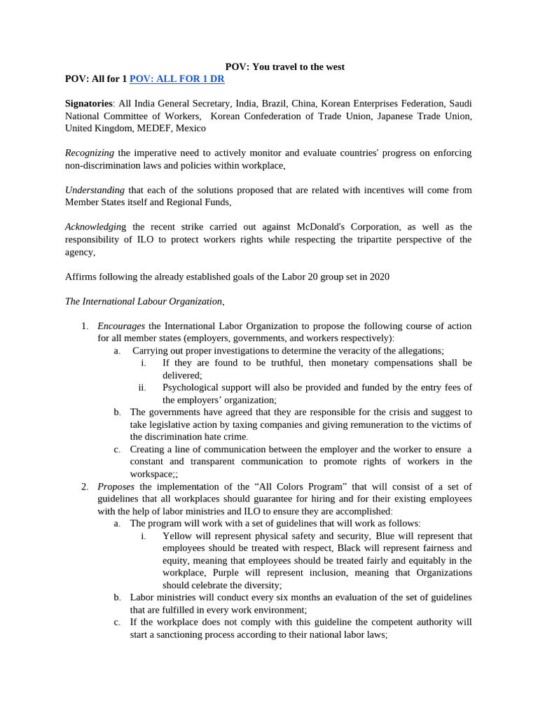 DR POV you travel to the west | PDF | International Labour Organization | Employment