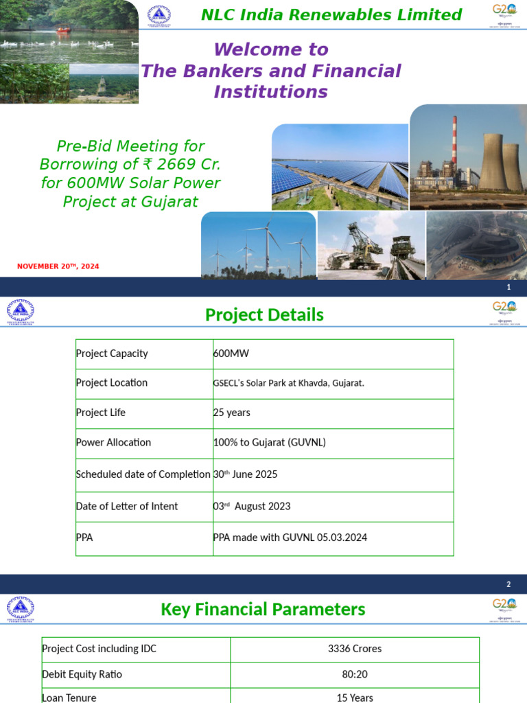 600 MW Solar Power Project PPT DCB | PDF | Loans | Interest