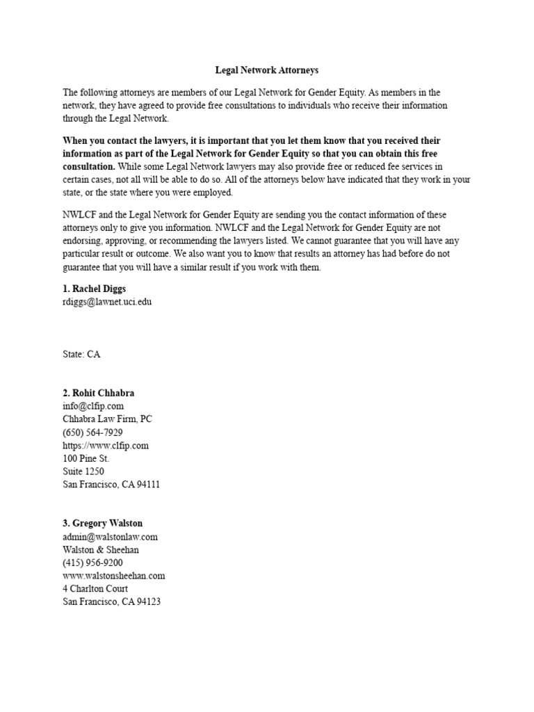 Legal Network Attorneys Packet | PDF | Lawyer | Justice