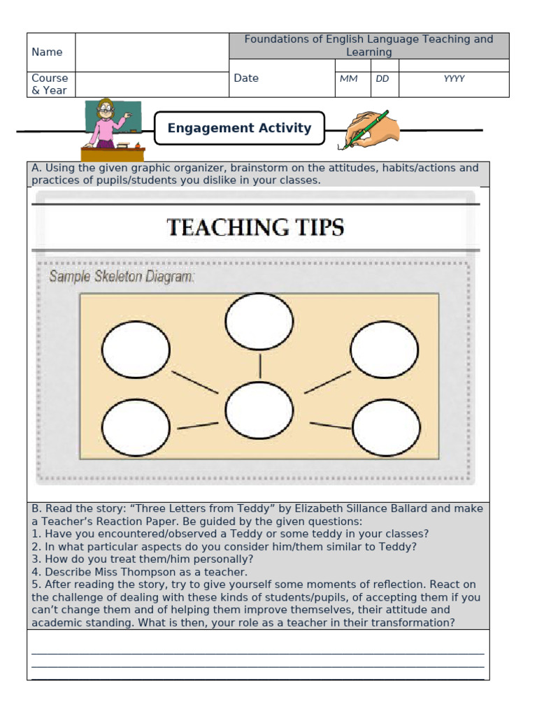 Engagement Activity Three Letters From Teddy | PDF