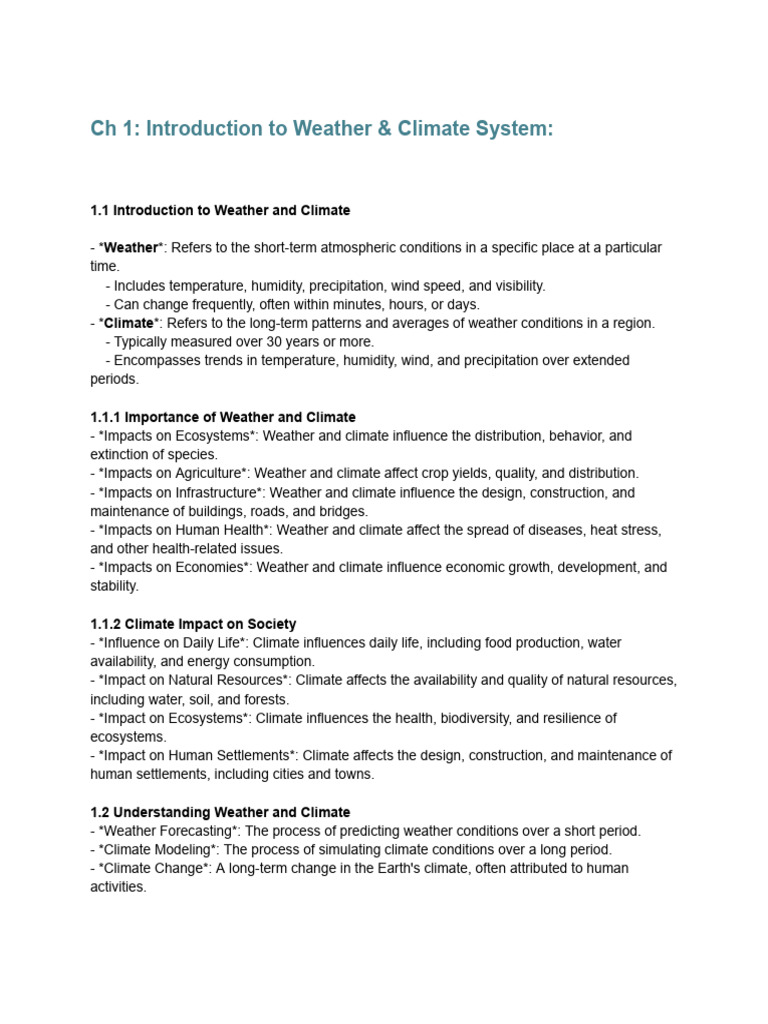 Ch 1- Introduction to Weather & Climate System- | PDF | Atmosphere Of ...