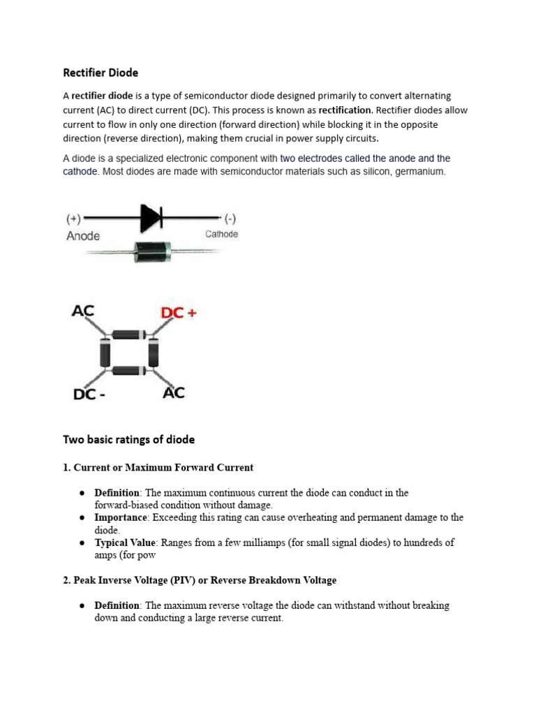 Rectifier-Diode.docx | PDF | Rectifier | Diode