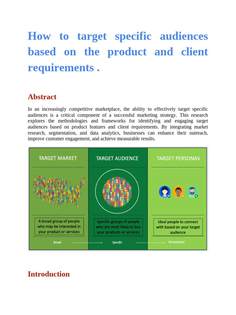 Research On How To Target Specific Audiences Based On The Product and ...