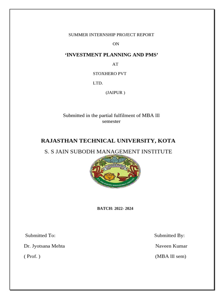 Nk Internship Report Pdf Price Earnings Ratio Securities Finance