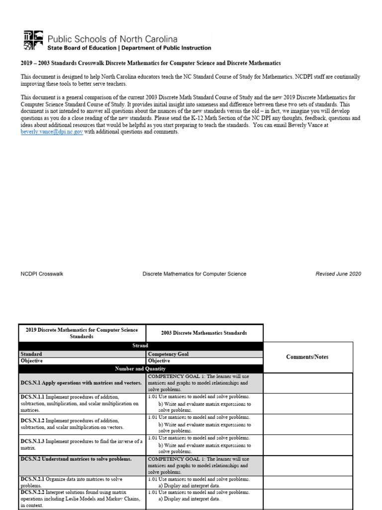 Dcs Crosswalk - 2019 2003 | PDF | Matrix (Mathematics) | Discrete ...