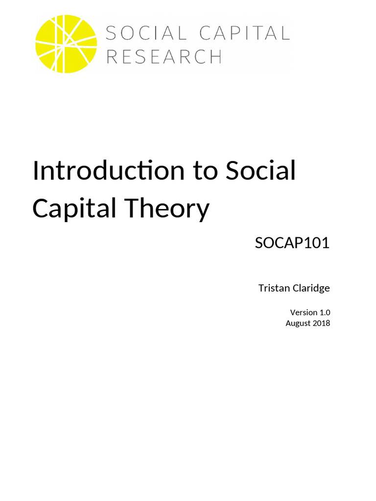 Introduction to Social Capital Theory | PDF | Social Capital | Sociology