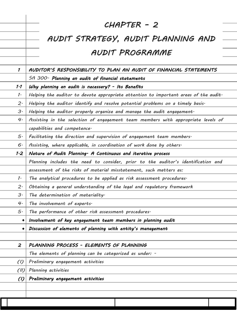 Audit Strategy, Audit Planning and Audit Programme | PDF | Audit | Risk Assessment