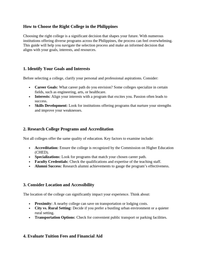 How To Choose The Right College in The Philippines | PDF | College