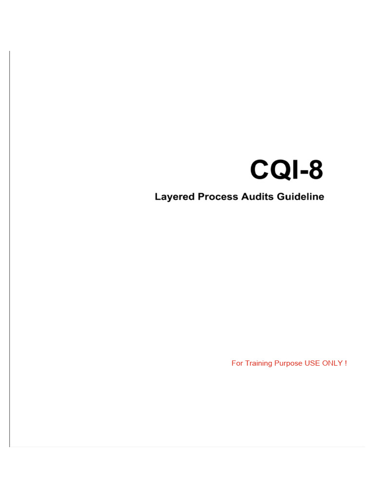 CQI-8 Layered Process Audits Guideline (ISSUE-1.0)(12-2005) | PDF