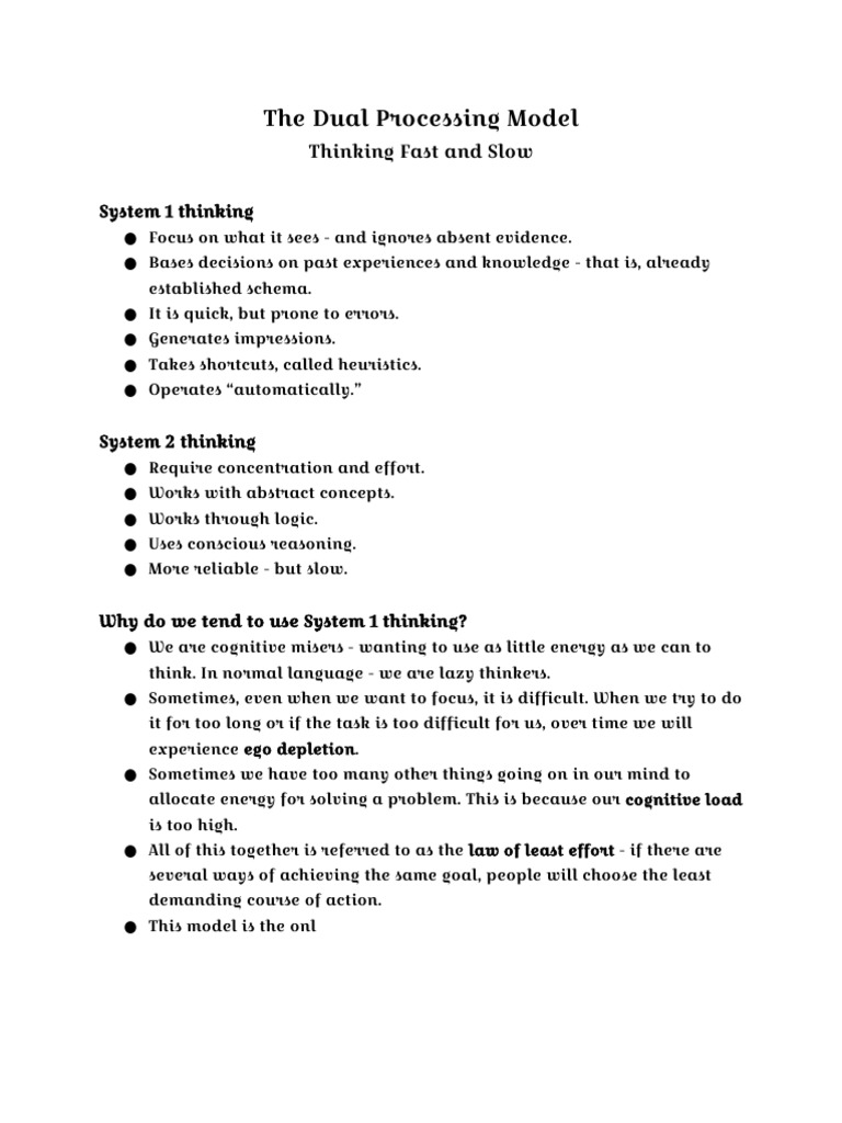 Understanding the Dual Processing Model | PDF | Thought | Heuristic