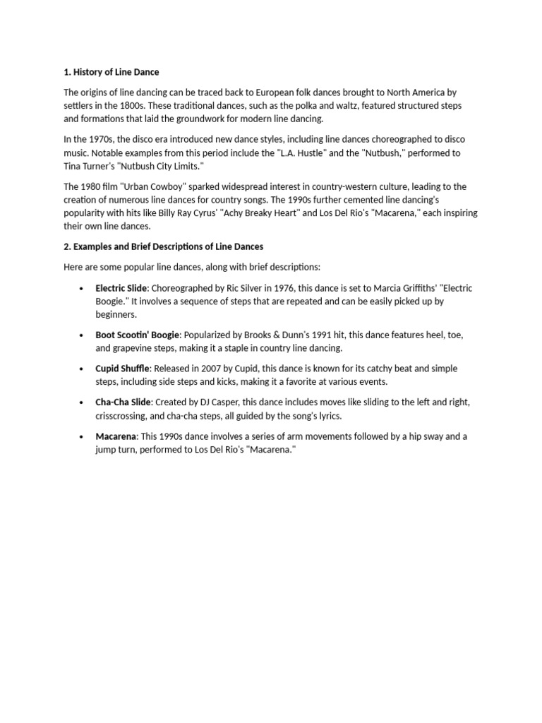 History and Popular Line Dances | PDF