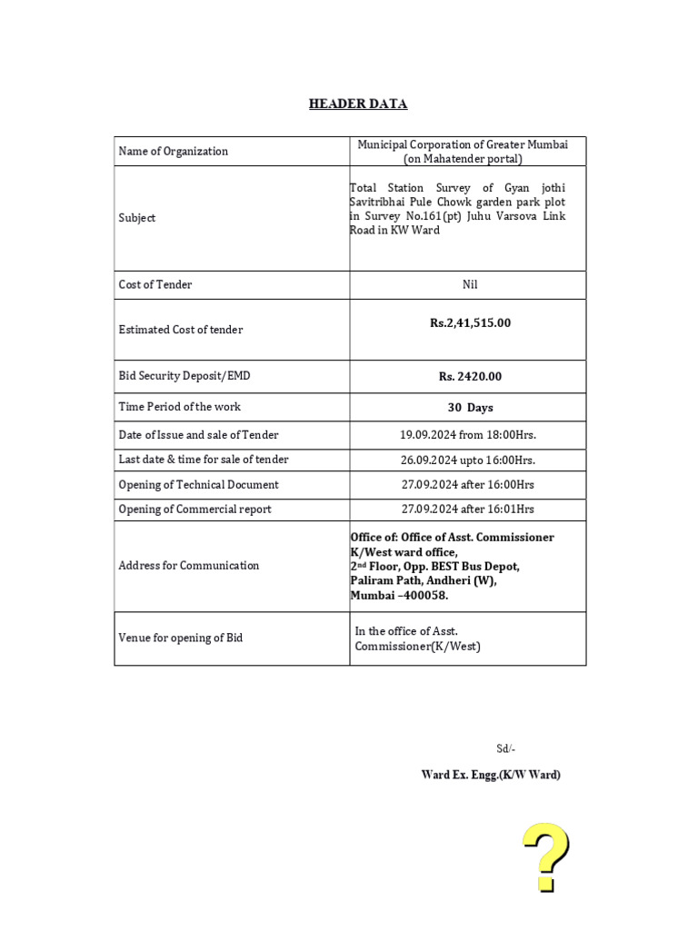 Header Data | PDF